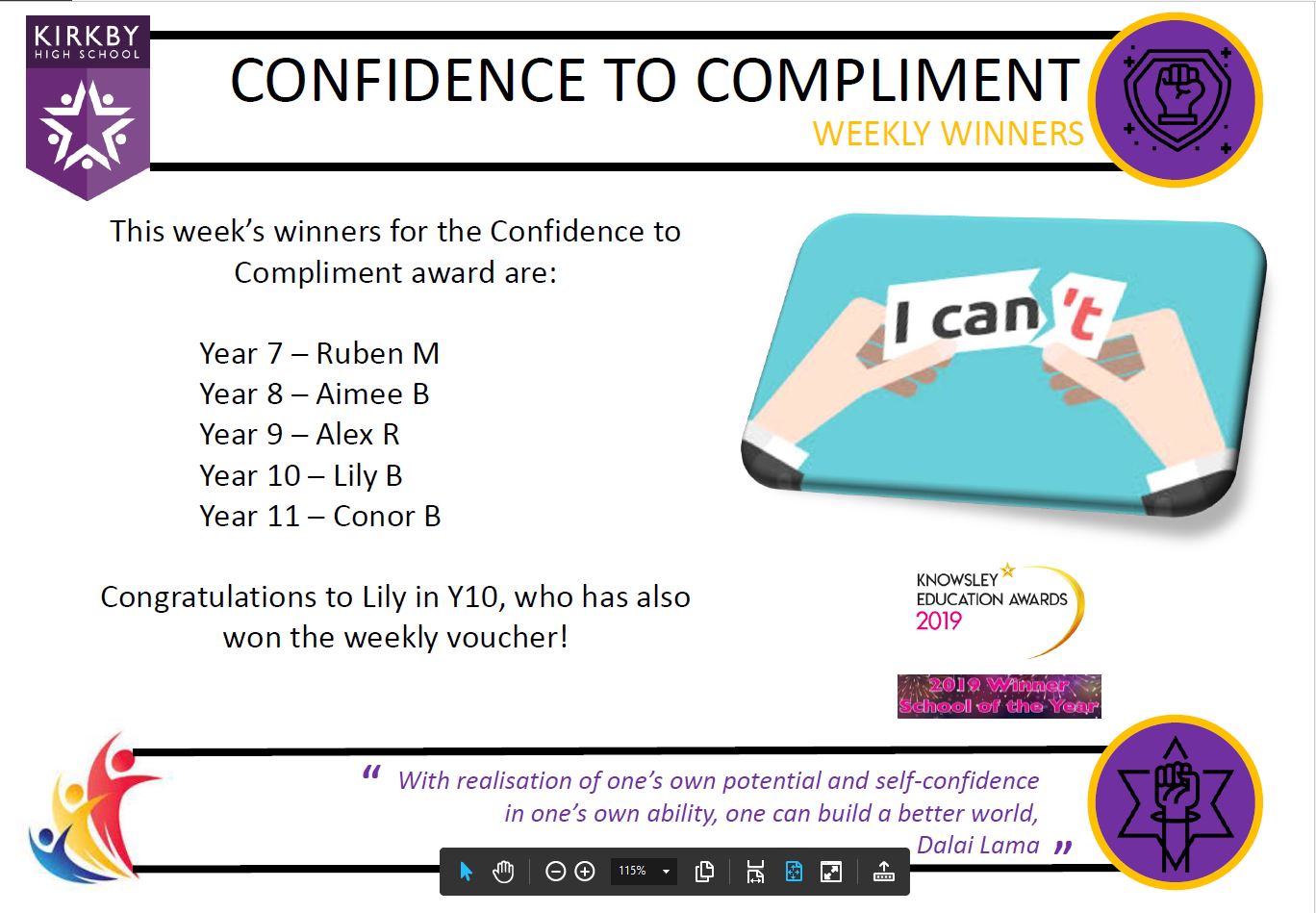 Confidence to Compliment Award